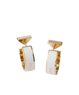 Prada Metal Earrings - White/gold