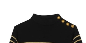 Balmain Striped High-neck Dress With Button Detail