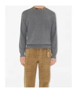 Burberry Check Trim Wool Sweater - Grey