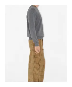 Burberry Check Trim Wool Sweater - Grey