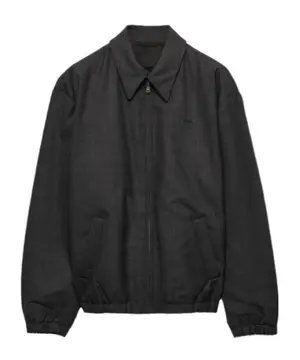 Prada Wool Blouson Jacket With Zip Closure - Charcoal