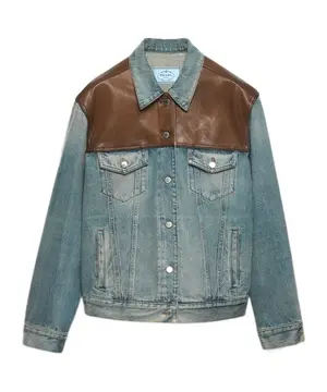 Prada Denim And Leather Blouson Jacket