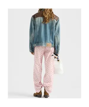 Prada Denim And Leather Blouson Jacket