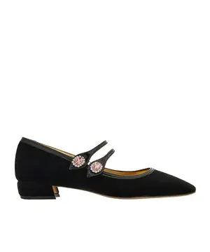 FERRAGAMO Embellished Velvet Mary Jane
