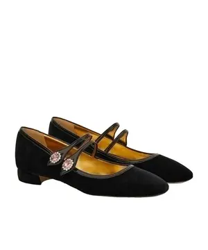 FERRAGAMO Embellished Velvet Mary Jane