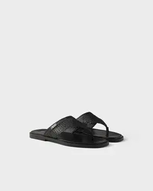 Prada Woven Leather Thong Sandals