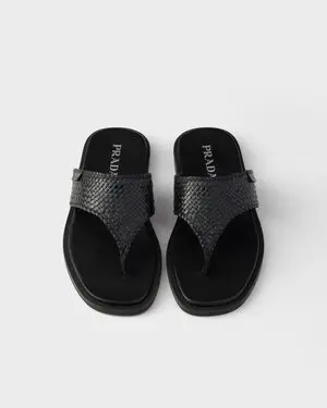 Prada Woven Leather Thong Sandals