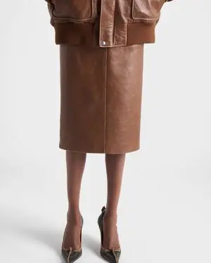 Prada Leather Midi Skirt