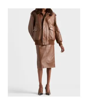 Prada Leather Midi Skirt