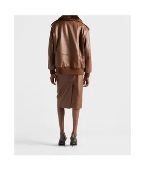 Prada Leather Midi Skirt