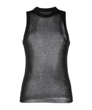 LOW CLASSIC Semi-sheer Sleeveless Top - Black
