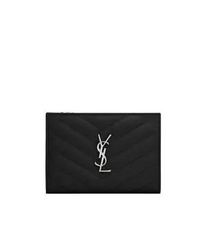 Saint Laurent Monogram Plaque Wallet - Black