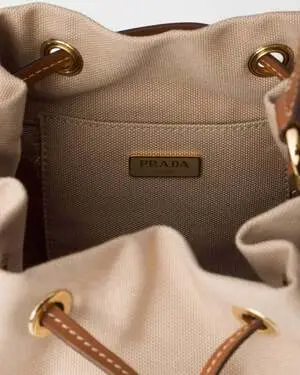 Prada Wicker And Canvas Bucket Bag