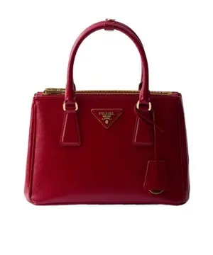 Prada Galleria Small Patent Saffiano Leather Bag - Cherry Red