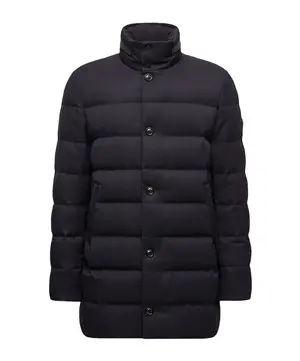 Moncler Vallon Pierre Hooded Wool Long Down Jacket