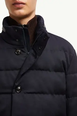 Moncler Vallon Pierre Hooded Wool Long Down Jacket