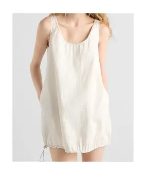 Prada Sleeveless Technical Pongé Mini-dress - Ivory
