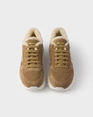 Prada Suede Sneakers With Embossed Texture