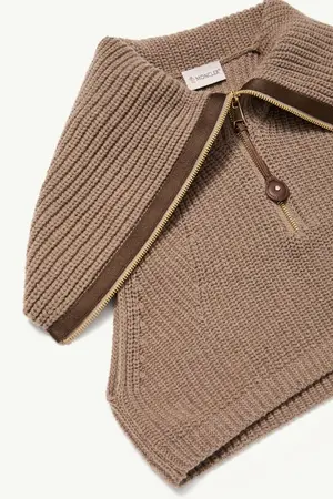 Moncler Wool Cashmere Zip-up Cape - Brown
