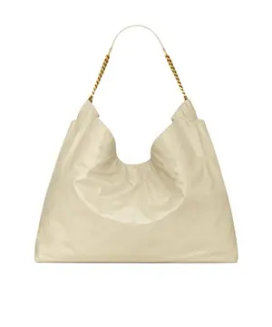 Saint Laurent Hortense Hobo In Shiny Leather - Nude