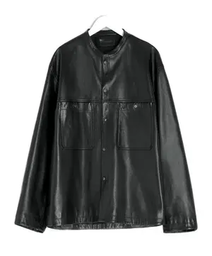 LEMAIRE Snap-closure Patch-pocket Leather Overshirt