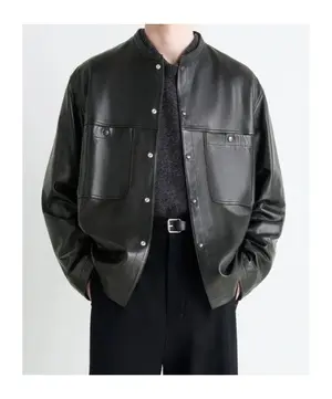 LEMAIRE Snap-closure Patch-pocket Leather Overshirt