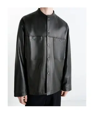LEMAIRE Snap-closure Patch-pocket Leather Overshirt