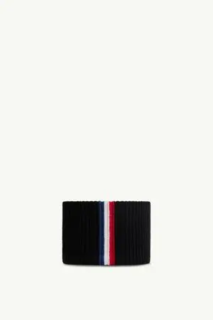 Moncler Wool Ribbed Headband With Logo Detail - Black