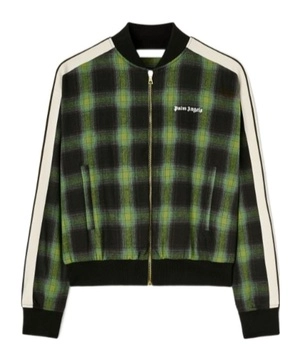 Palm Angels Plaid Bomber Jacket With Logo Embroidery