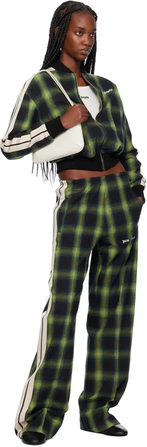 Palm Angels Plaid Bomber Jacket With Logo Embroidery