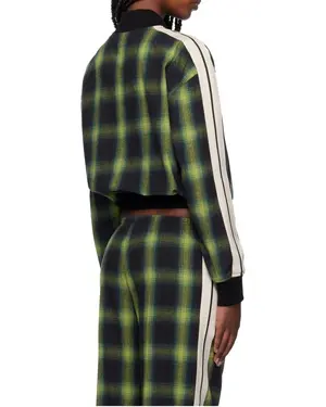 Palm Angels Plaid Bomber Jacket With Logo Embroidery