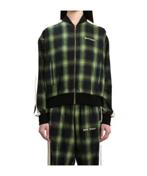 Palm Angels Plaid Bomber Jacket With Logo Embroidery