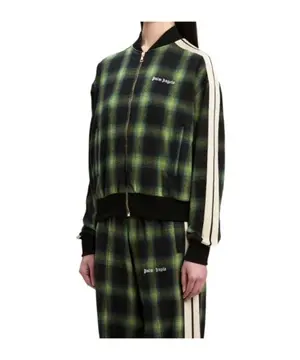 Palm Angels Plaid Bomber Jacket With Logo Embroidery