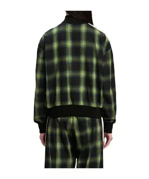 Palm Angels Plaid Bomber Jacket With Logo Embroidery