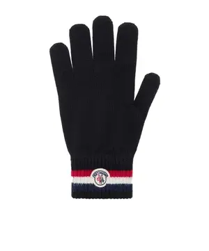 Moncler Tricolor Wool Gloves - Black
