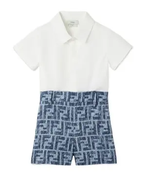 Fendi Baby Playsuit With Ff Logo Print - Color
