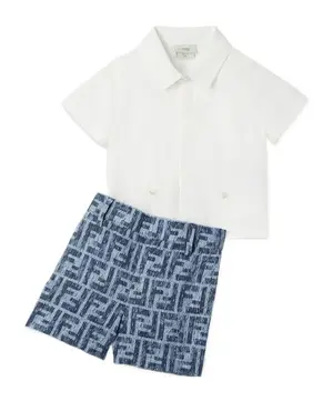 Fendi Baby Playsuit With Ff Logo Print