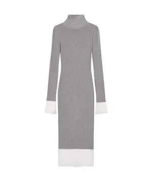 Sportmax Layered Ribbed Midi Dress - Medium Gray
