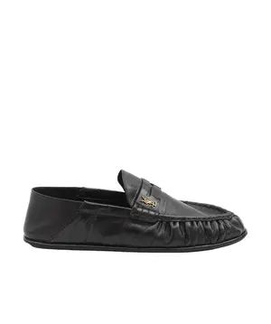 Saint Laurent Logo Plaque Slip-on Loafers - Black