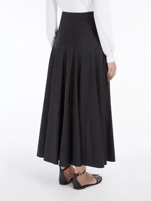 Max Mara Oxiria Pleated Cotton Poplin Skirt
