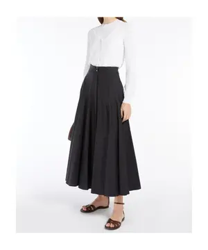 Max Mara Oxiria Pleated Cotton Poplin Skirt