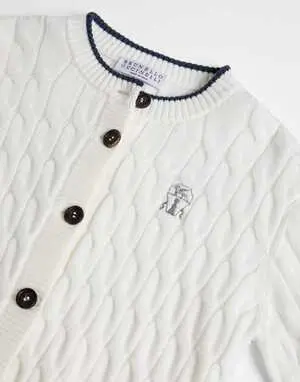 Brunello Cucinelli Cotton Cardigan With Ribbed Knit