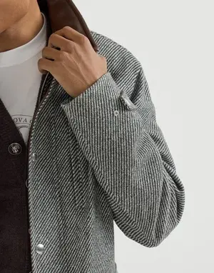 Brunello Cucinelli Cashmere And Silk Field Jacket With Nappa Leather Inserts