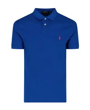 Polo Ralph Lauren Logo-embroidered Straight Hem Polo Shirt - Blue