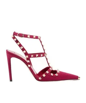 Valentino Garavani Rockstud Suede Pumps 100mm - Red