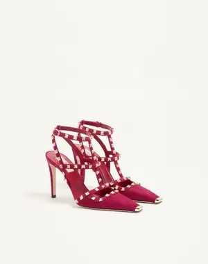 Valentino Garavani Rockstud Suede Pumps 100mm - Red