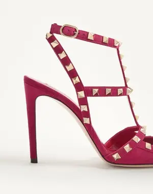 Valentino Garavani Rockstud Suede Pumps 100mm - Red