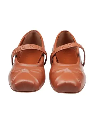Marni Logo Embossed Ballet Flats - Brown