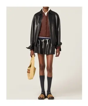 Miu Miu Plongé Leather Zip-up Jacket