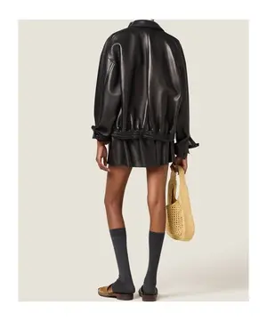 Miu Miu Plongé Leather Zip-up Jacket